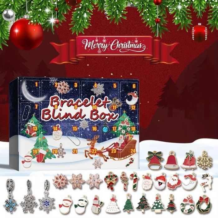 Calendrier de lAvent de Noël, boîte aveugle de bracelet à breloques DIY ...