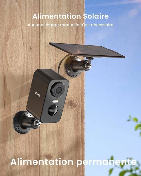 IeGeek 2K Caméra Surveillance WiFi Exterieure sans Fil Solaire, Vision ...