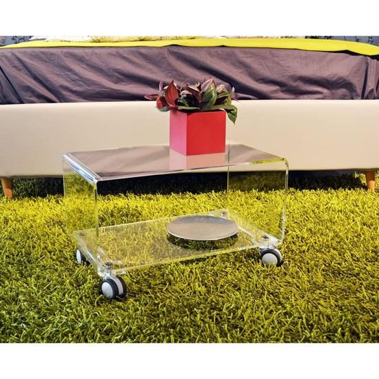 Lady Table basse à deux étages avec roues de salon, salon, table basse ...