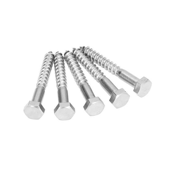 GOTOTOP vis à tête autotaraudeuse Vis à tête hexagonale en bois à demi-filetage en acier ...