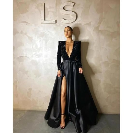Robe,Robe de soirée longue en Satin,paillettes,scintillante,Sexy ...