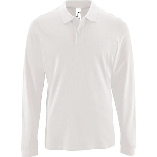 Polo manches longues PERFECT - SOLS - Homme - Blanc Blanc - Cdiscount ...