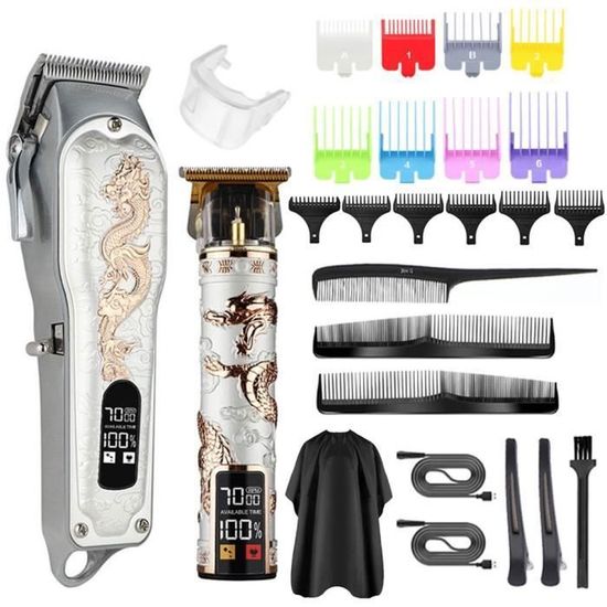 Tondeuse Cheveux Sans Fil Professionnelle, Tondeuse Barbe Electrique avec Ecran LED, 14 Peignes ...