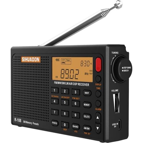 Radio Portable R108 FM AM MW SW Radio Multibande Poste Radio à Ondes ...