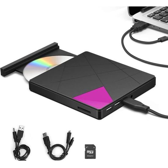 Moares Lecteur De CD-ROM USB 3.0 SExterne DVD RW Graveur De CD Lecteur Graveur Lecteur Lecteurs ...