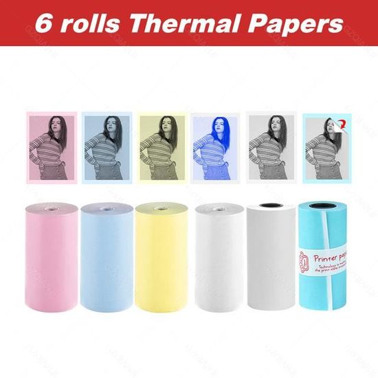 IMPRIMANTE,6Rolls Paper--Étiquette Autocollante Peripage A6 58mm ...