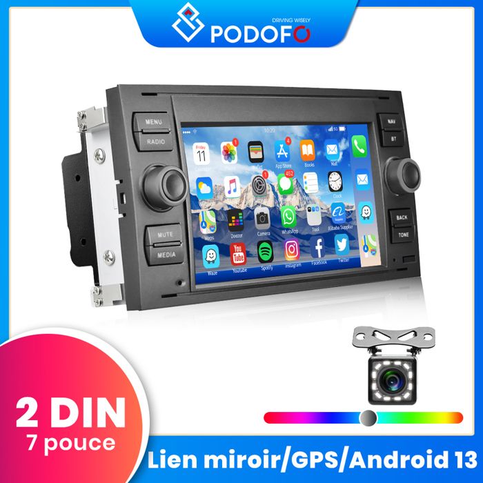 PODOFO Autoradio Android 13 avec Navigation Mirror Link Bluetooth pour ...