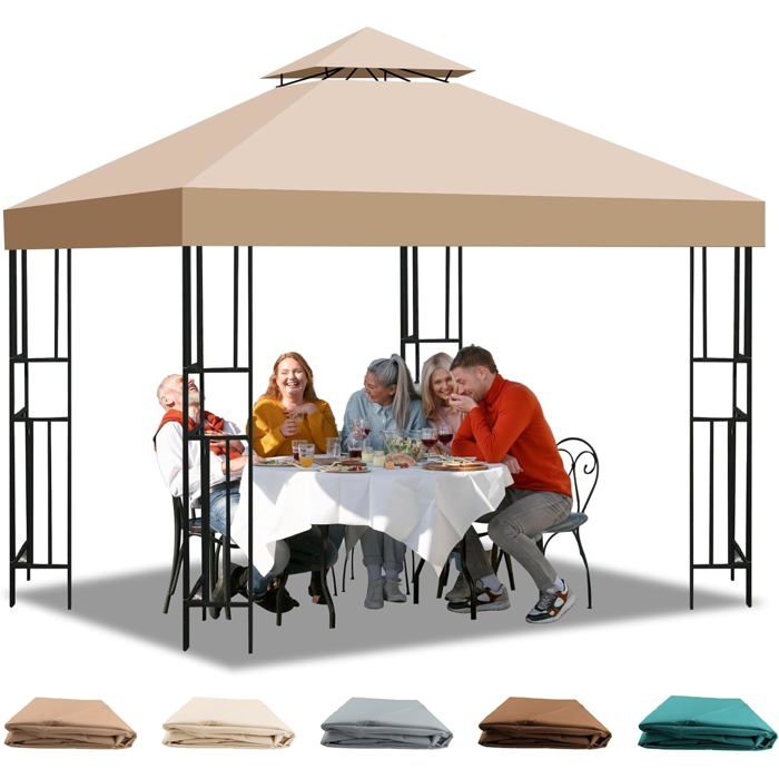 Toile de Toit de Rechange pour Gazebo 3x3 m, Pavillon Tonnelle Housse ...