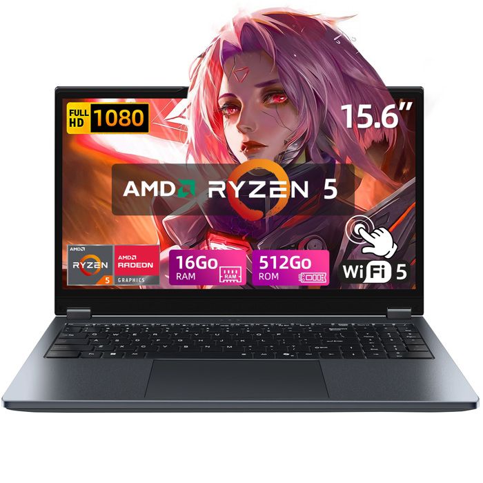 PC Portable 15,6" FHD Écran Tactile 360° Rotation - AMD Ryzen 5 7430U ...
