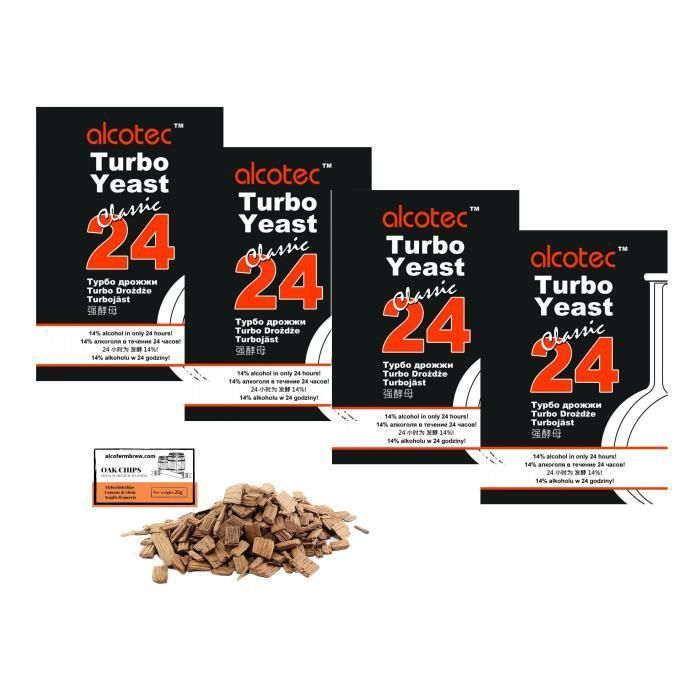 4 x Turbo Levure - Alcotec Classic 24-175g, Levure pour la fermentation ...