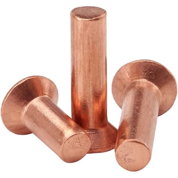 Lot De 40 Rivets Solides En Cuivre Violet À Tête Fraisée M4 X 20 Mm ...