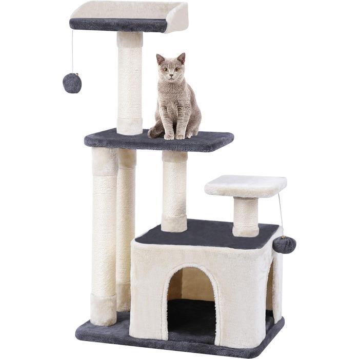 Hb Arbre À Chat Avec Jouets Et Plateformes Hauteur Moyenne 100 Cm Gris ...