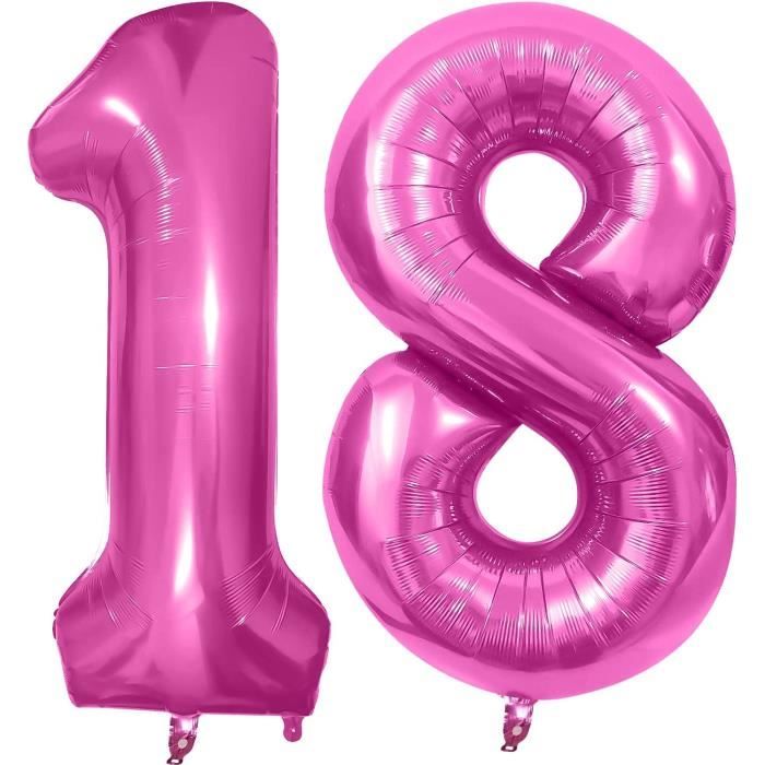 Ballon Anniversaire 18 Ans Rose Fushia - 101 Cm Ballon Chiffre Numéro ...