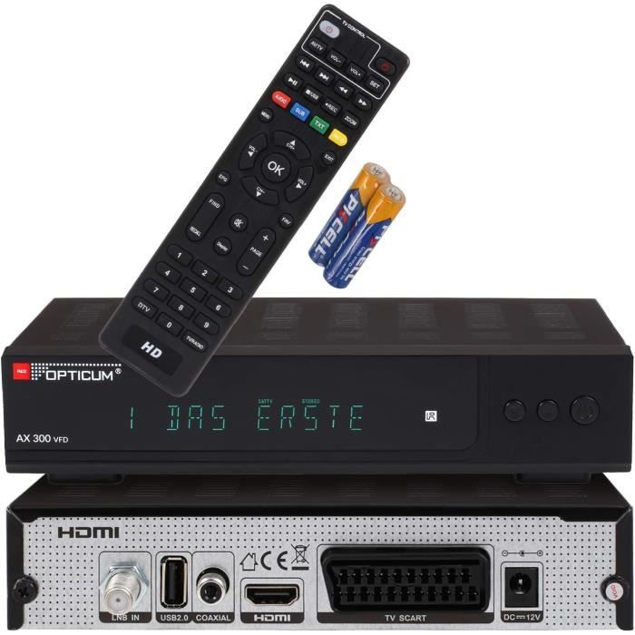 Récepteur satellite HD - RED OPTICUM - AX 300 VFD - PVR - HDMI - USB 2. ...