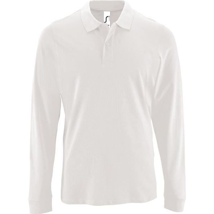 Polo blanc manche longue homme - Achat / Vente pas cher