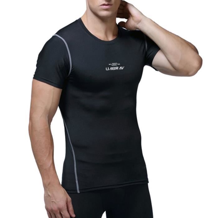 Homme T-shirt de Compression à Manches Courtes Baselayer Gym Jogging ...