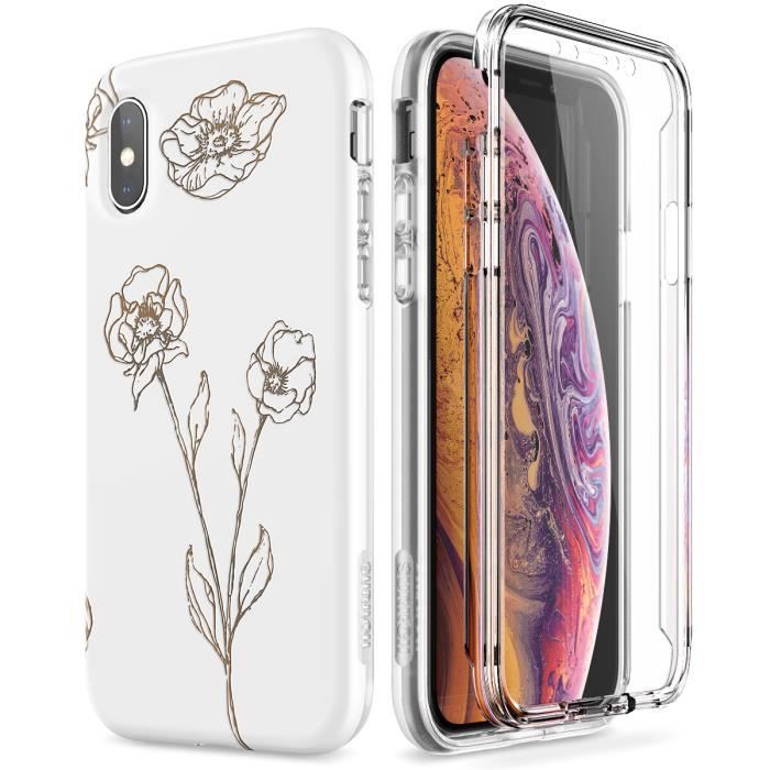 Coque iPhone X/XS Bumper Protection Totale à 360 ° avec Protecteur D ...
