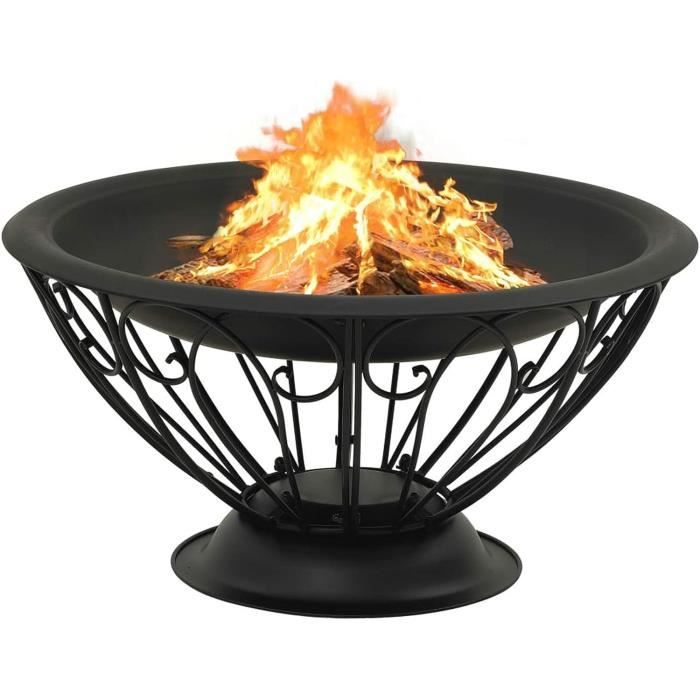 Tidyard Foyer avec Tisonnier, Fire Pit, Brasero Exterieur Brasero de Jardin Portable BBQ 75 cm ...