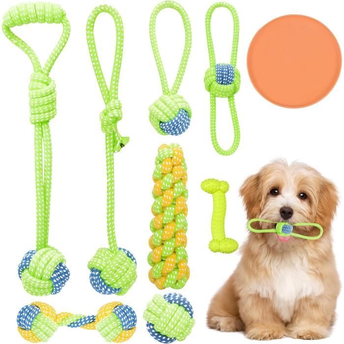 Lot de 8 jouets pour chien - Corde en coton à mâcher - Jouet pour chien - Intelligence moyenne ...