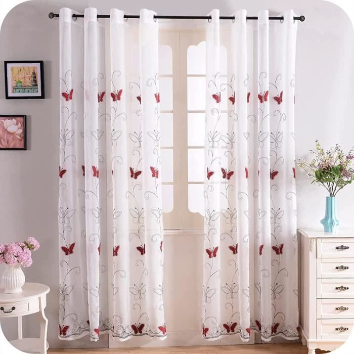 Topfinel Rideau Voilages 140x200cm - Rouge 2 panneaux - pour Salon ...