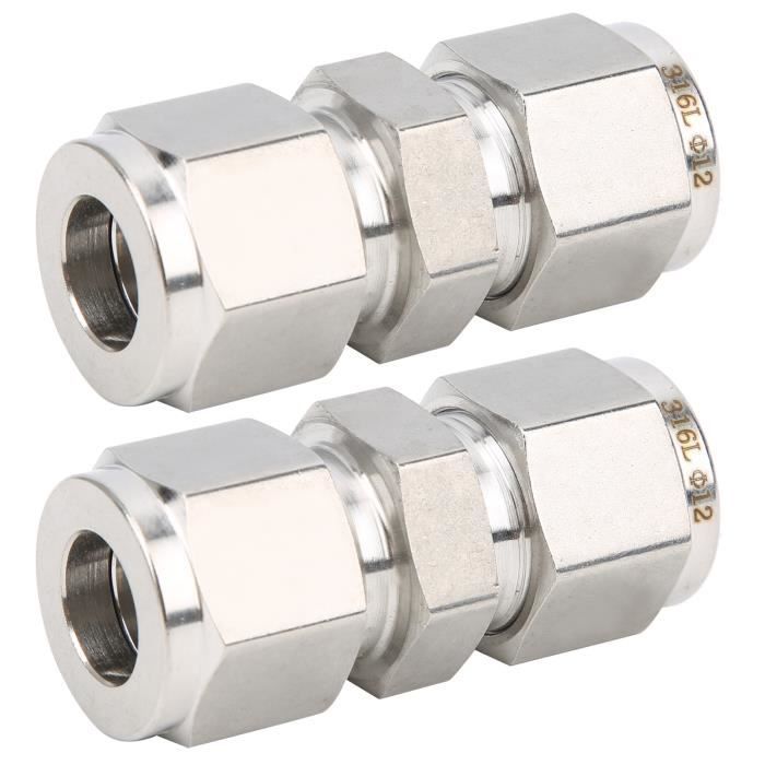 VBESTLIFE réducteur à double virole droit 2 pièces Adaptateur de tube droit à double virole en ...