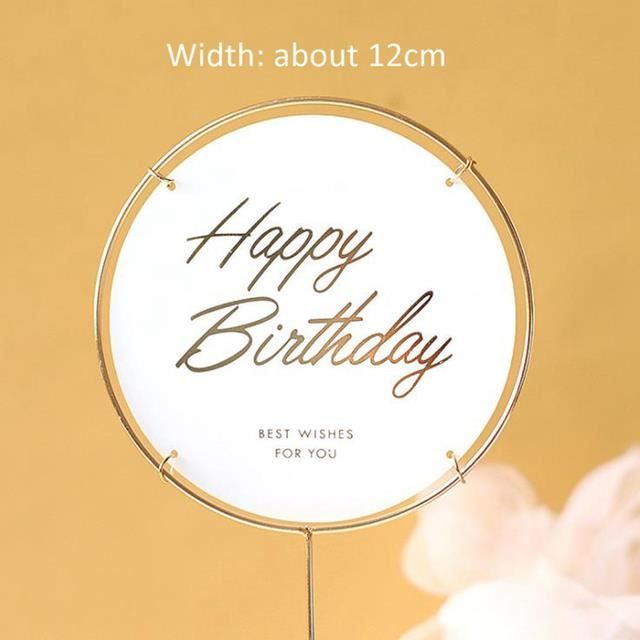 Décoration de gâteau,Round D--Ensemble Topper Happy Birthday Et Fleurs ...