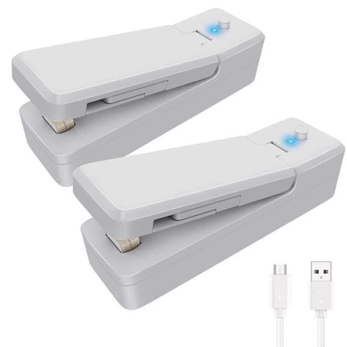 Lot de 2 Mini Scelleurs de Sacs Rechargeables Scelleuse à Chaleur ...