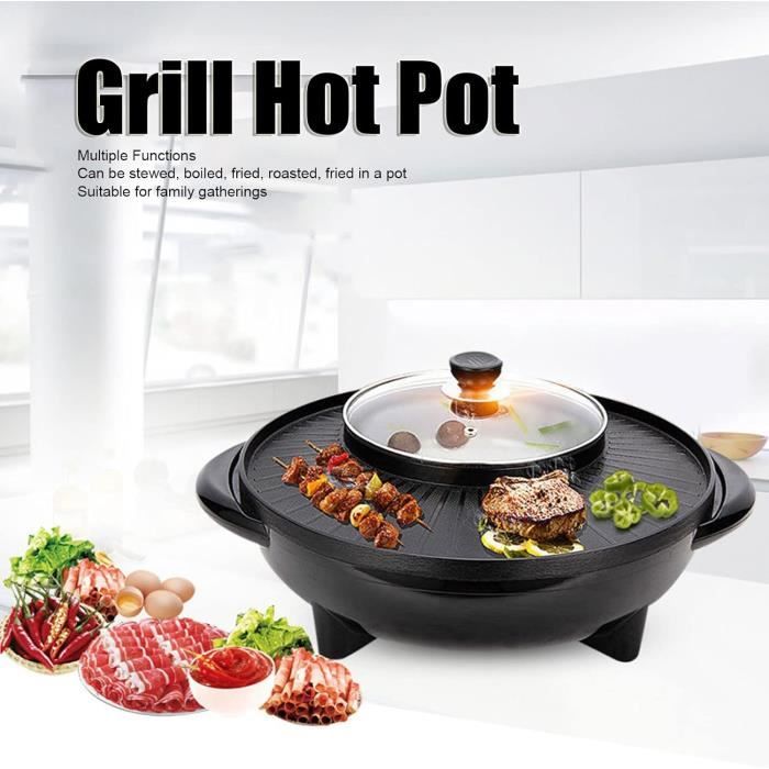 Gril Électrique Hot Pot Cooker Barbecue Pot Prevent Stick 5 Temp Multi ...
