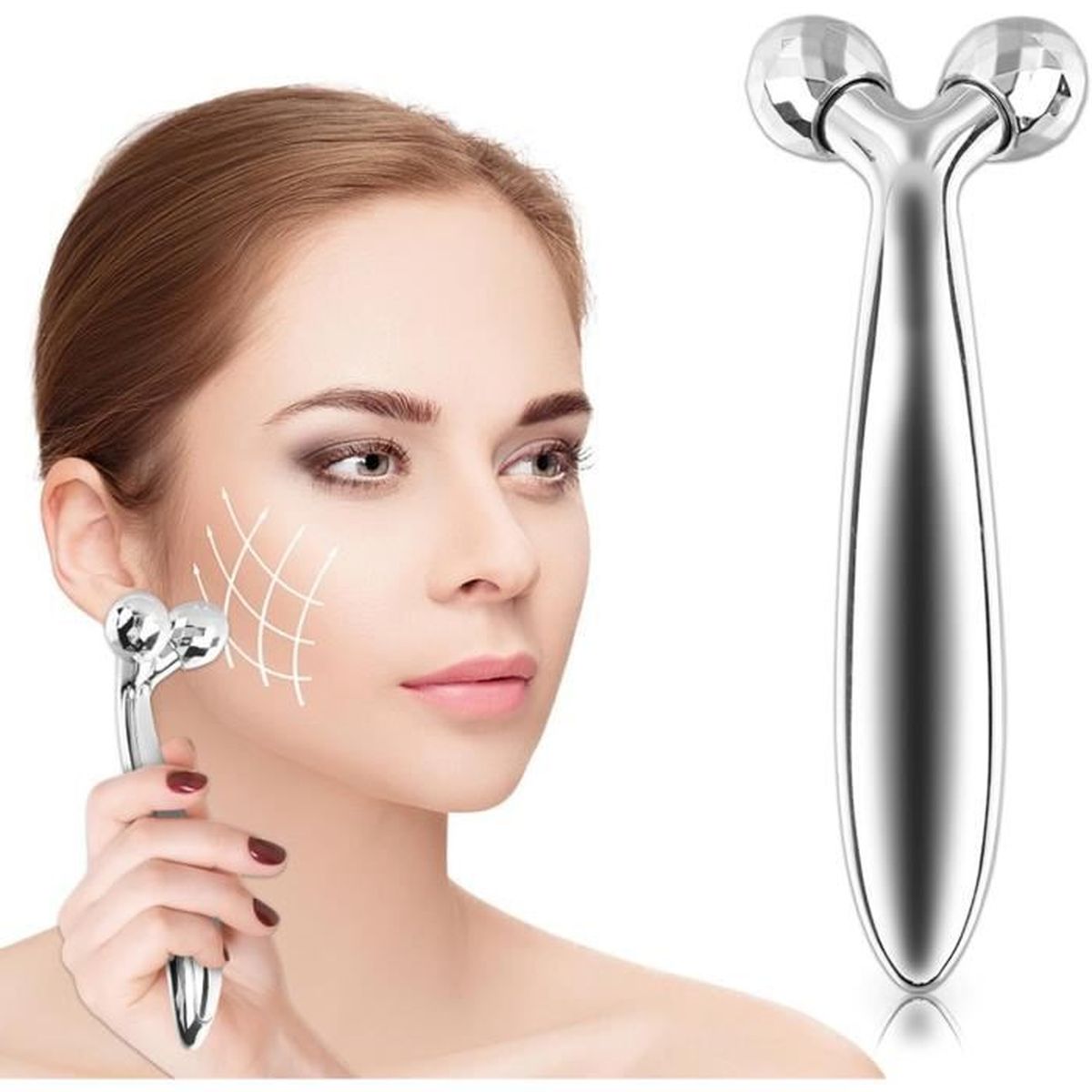 1pcs Appareil De Massage Du Visage 3d Rouleau De Massage Rotatif à 360