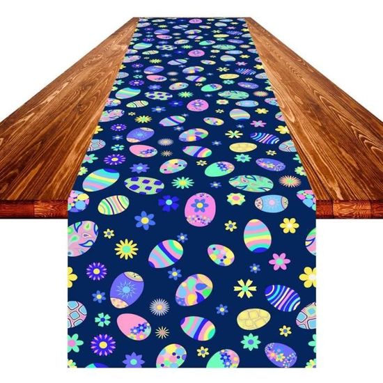 Pâques Table Drapeau Chemin de Table Pâques Lin Oeufs Colorés Nappe ...