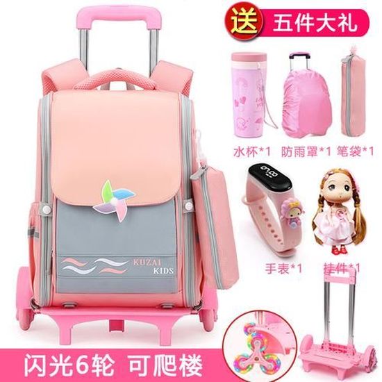 Scolaire Trolley Bag Fille Garcon Sac à Dos avec roulettes Cartable ...