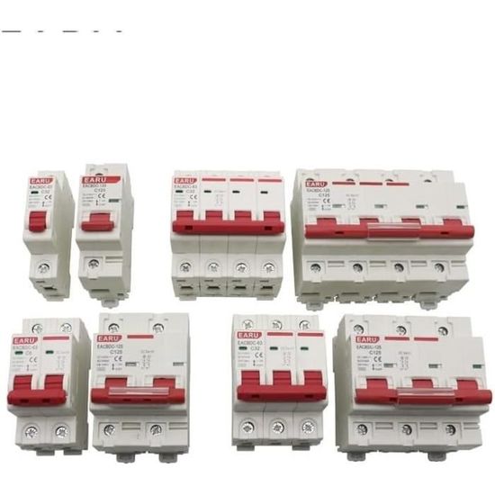 Disjoncteur Dc 1000V 1P 2P 3P 4P Mini Disjoncteur Solaire De Surcharge 6A ~ 63A-80A 100A 125A ...