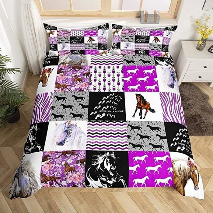 Housse De Couette Cheval S Western Cowgirl Farm Animal Parure De Lit ...