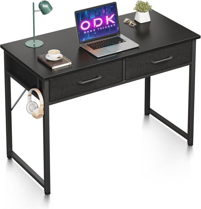 Bureau Avec 2 Tiroirs,Petit Bureau Avec Support Pour Casque,Table De ...