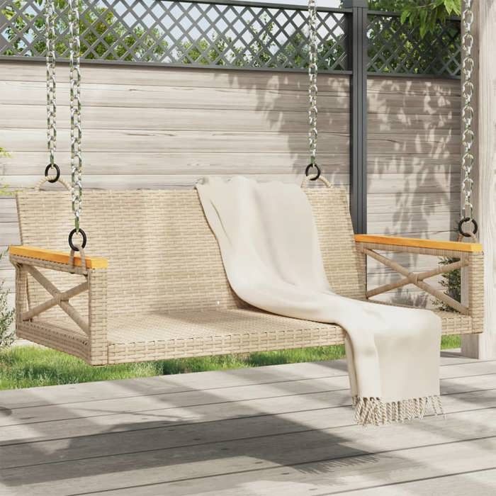 VidaXL Balancelle beige 109x62x40 cm résine tressée, chaise suspendue ...