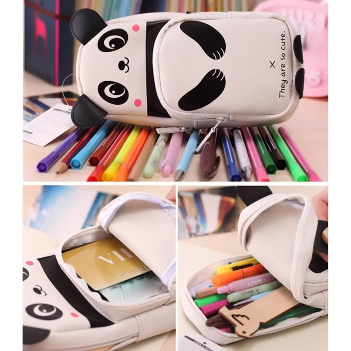 Boîte de stylo Cute Kawaii 3D Panda Crayon Fournitures Scolaires Pour ...