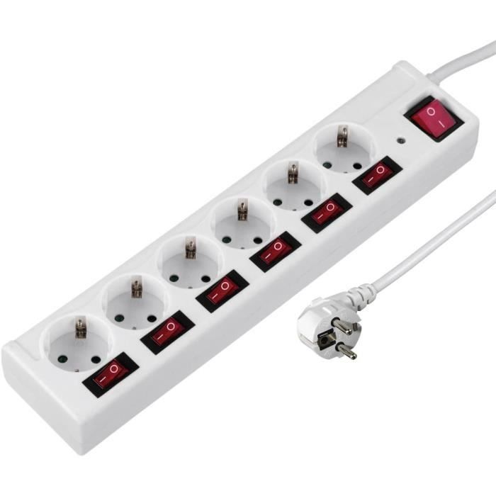 Multiprise,"6+1" (commutable individuellement,avec protection anti ...