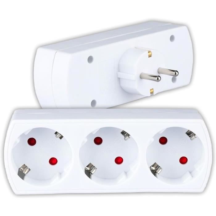 Adaptateur Multiprise Électrique Triple Murale - 3 Prises - Bloc ...