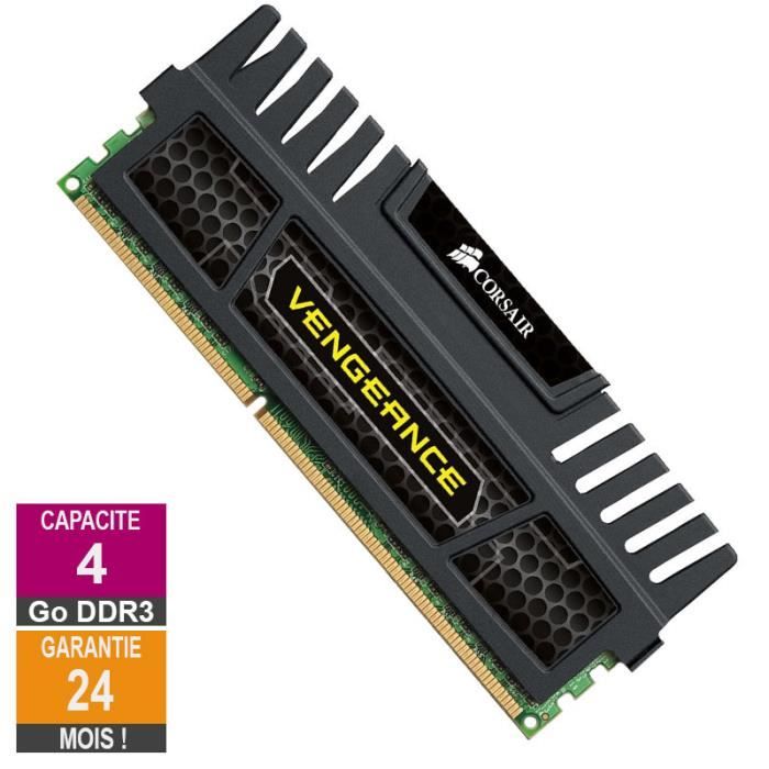 Barrette Mémoire 4Go RAM DDR3 Corsair Vengeance CMZ8GX3M2A1600C9 DIMM PC3-12800U - Cdiscount ...