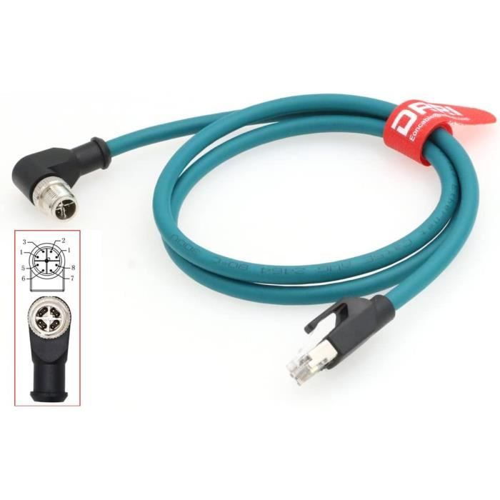 Câble Ethernet Cat6 à angle droit M12 8 pôles vers RJ45 industriel DRRI ...