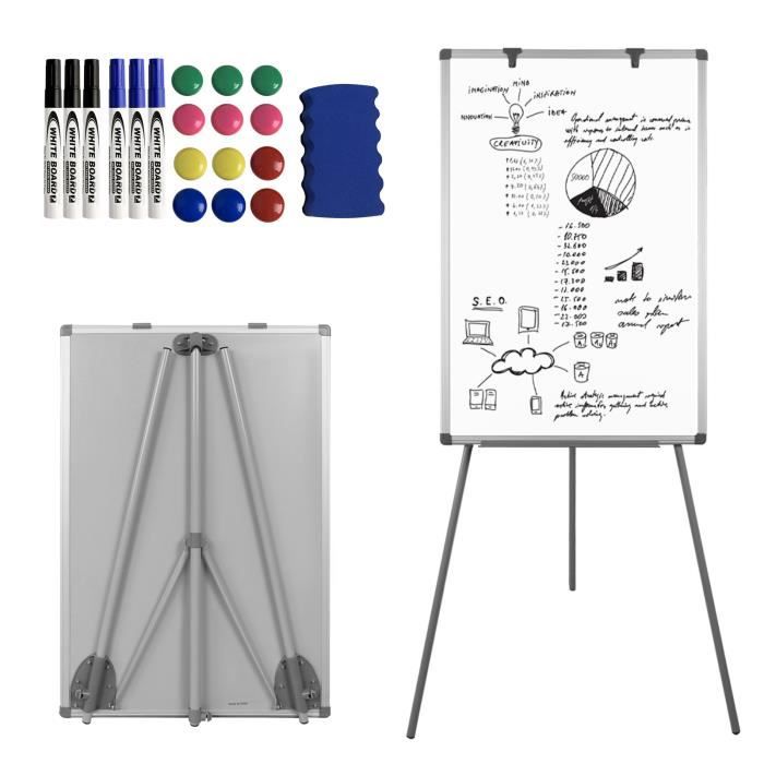 LILIIN Flipchart whiteboard 90x60 cm avec trépied à trois pieds ...