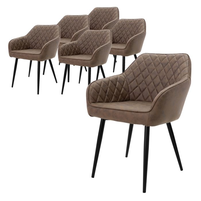 Lot de 4 chaises salle à manger marron simili PU rembourrée pieds en ...
