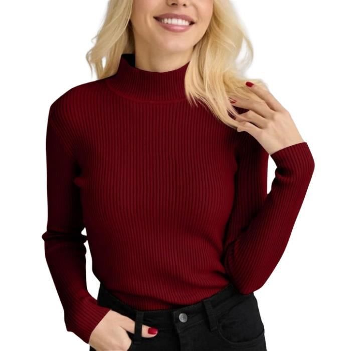 GILET - CARDIGAN Pull Col Roulé Femme Chic Elegant Automne Hiver Manche ...