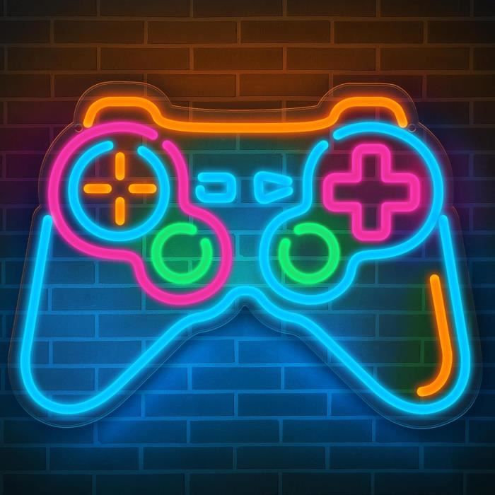 Gamepad Neon Mural, Gaming Enseigne Lumineuse Avec Gradation À 10 ...