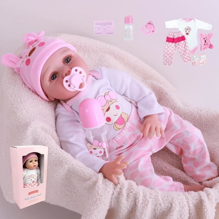 Poupée Reborn,22 Pouces Bébé Reborn Silicone Souple Vinyle 55Cm Bebe Reborn Nouveau-Né Bébé ...