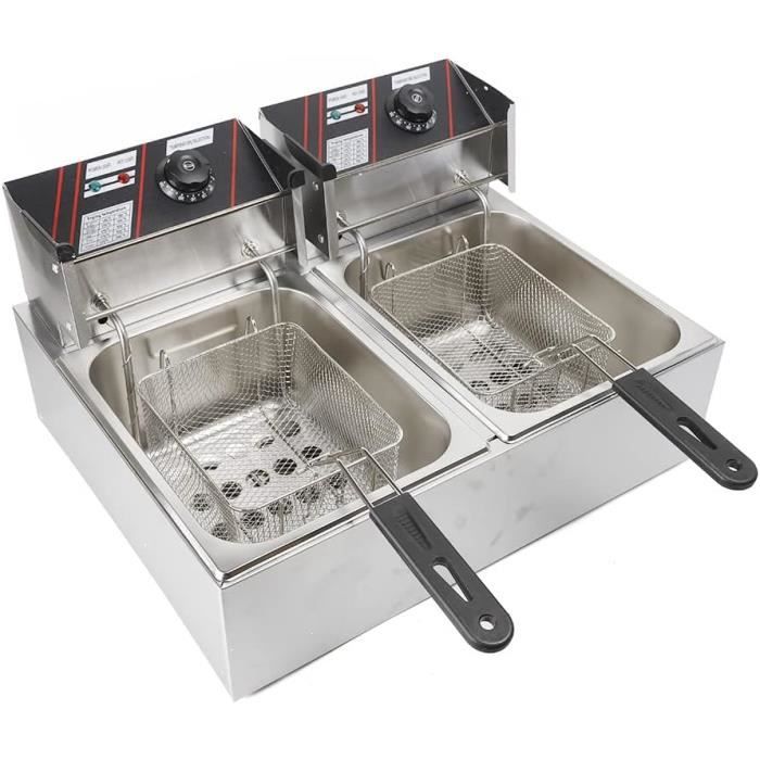 Friteuse, Acier Inoxydable 2 X 5.5L Friteuse Électrique De Restaurant ...