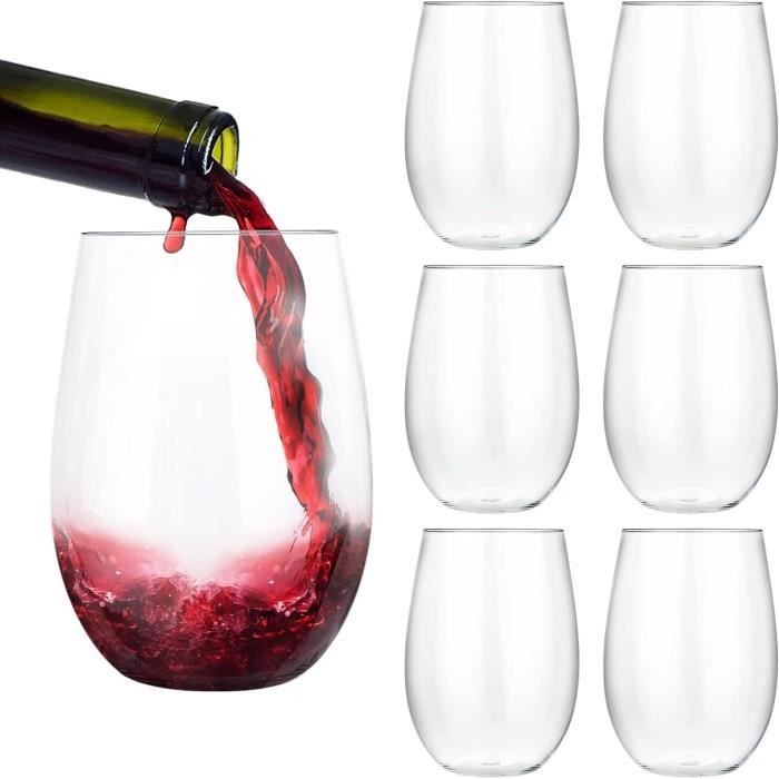Lot de 12 verres à vin sans pied réutilisables en plastique transparent ...