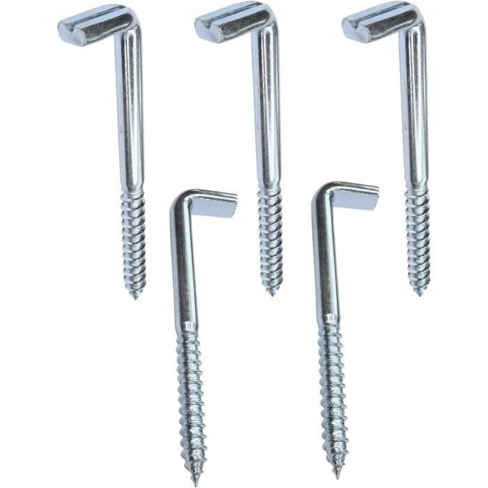 C47889 - Lot De 5 - Crochet En Forme De L Ø5.8X80Mm - Vis À Bois Fileté ...