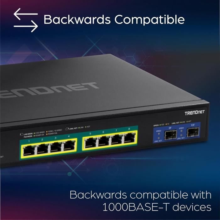 Switch - TRENDNET - TPE-3102WS - 10 ports - 2.5 Gbps - PoE+ et SFP ...