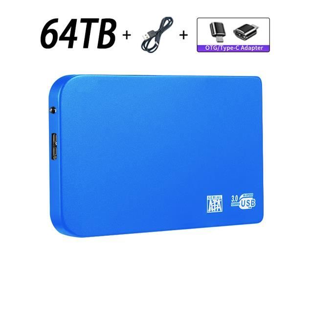 Disque dur externe,64TB Blue--Disque dur externe portable haute vitesse ...